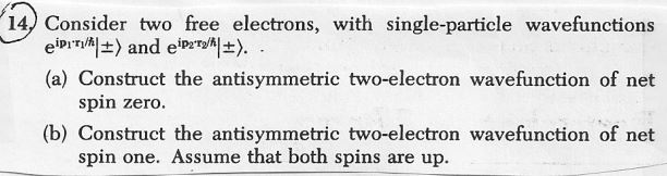 Solved Consider two free electrons, with single-particle | Chegg.com