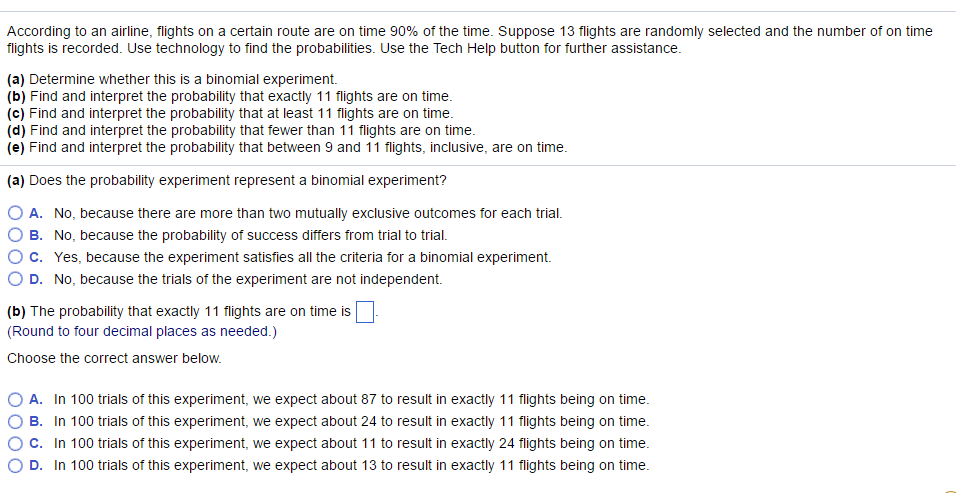 Solved According to an airline, flights on a certain route | Chegg.com