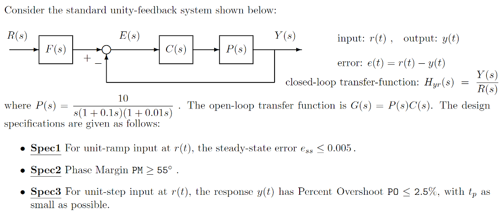 Consider the standard unity-feedback system shown | Chegg.com