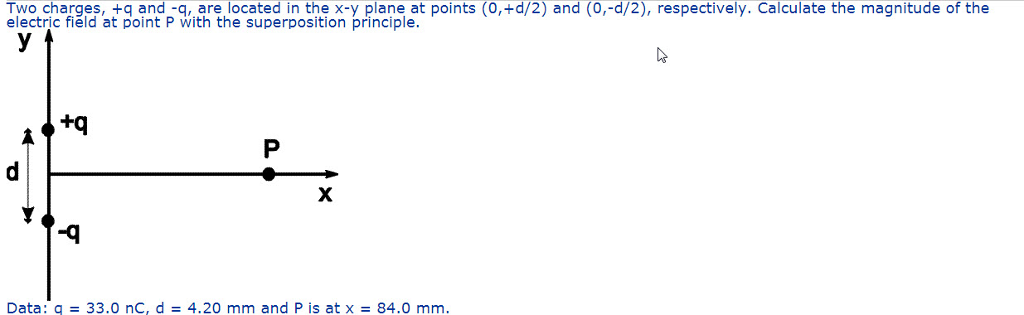 Solved Two charges, +q and -q, are located in the x-y plane | Chegg.com