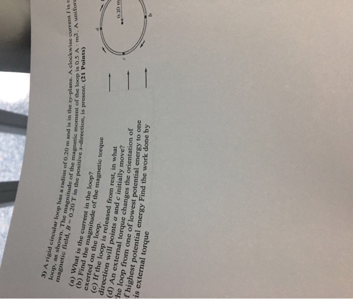Solved A rigid circular loop has a radius of 0.20 m and is | Chegg.com