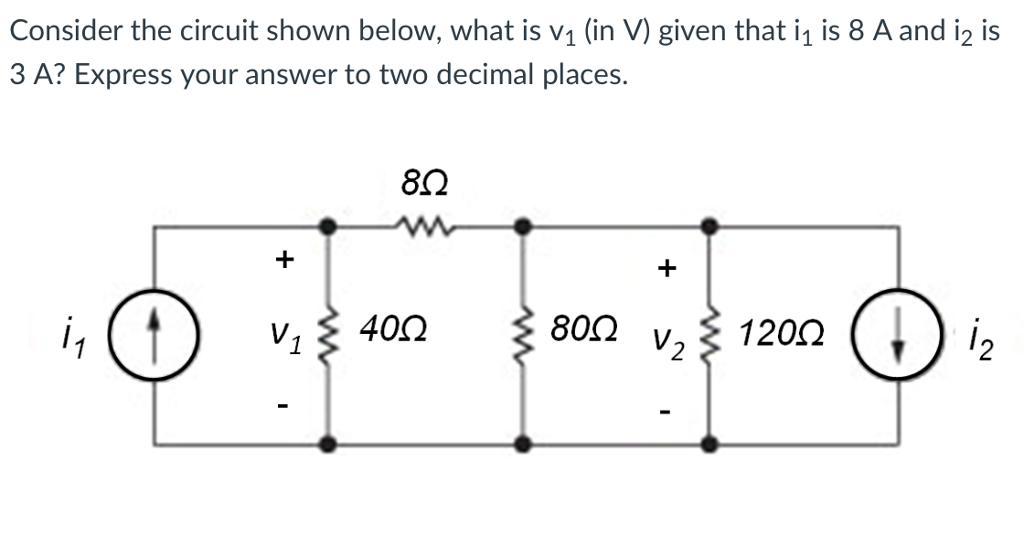 Solved Consider the circuit shown below, what is V1 (in V) | Chegg.com