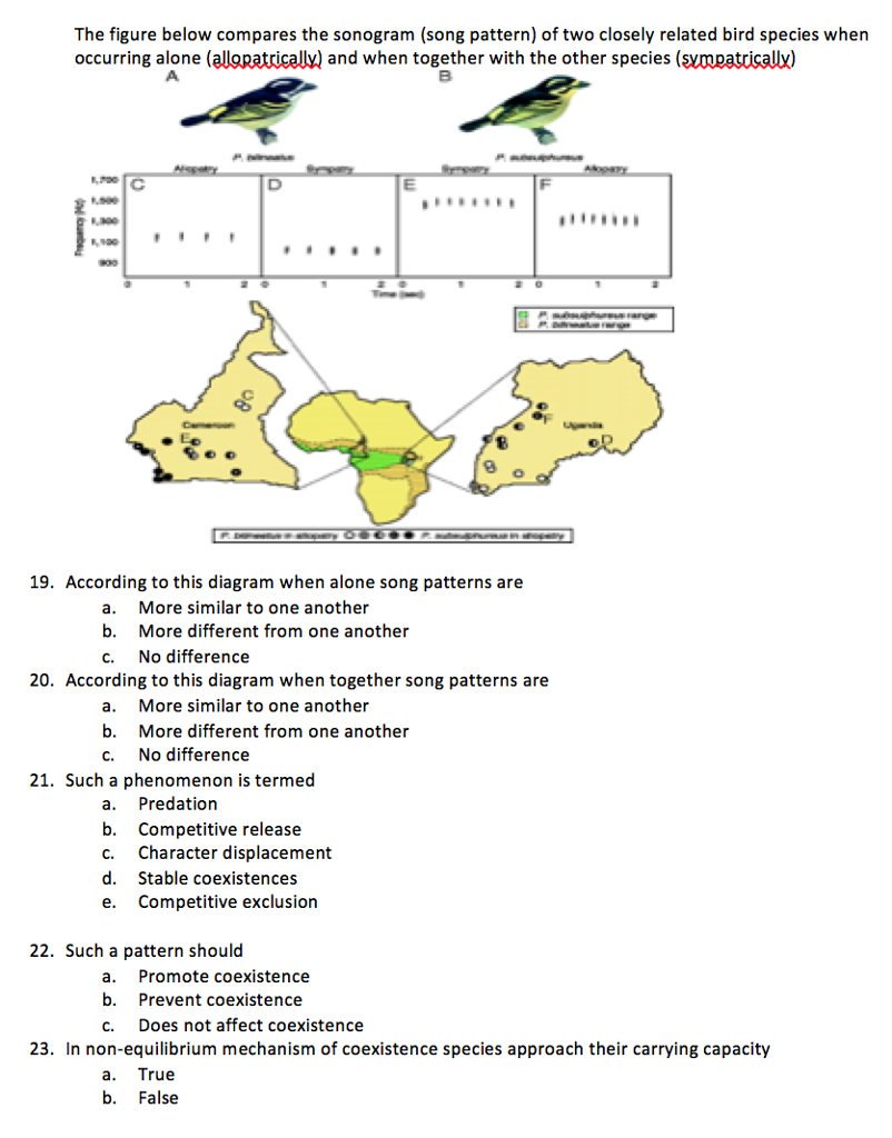 Solved The figure below compares the sonogram (song pattern) | Chegg.com