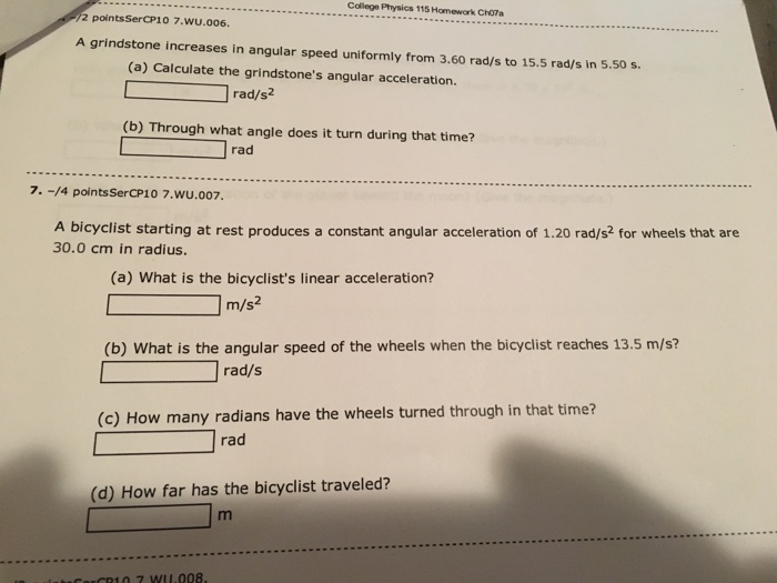 Solved A grindstone increases in angular speed uniformly | Chegg.com