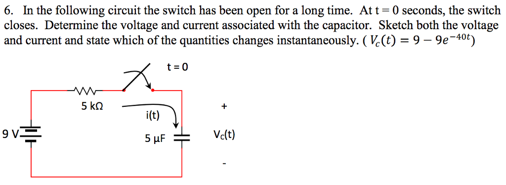 Solved In the following circuit the switch has been open for | Chegg.com