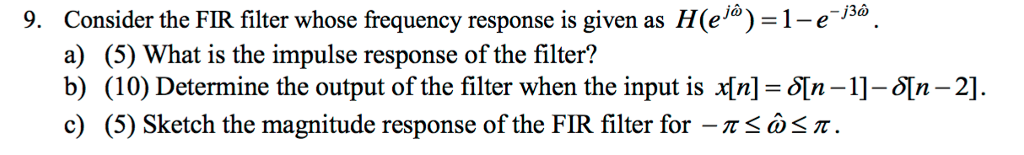 Solved Consider the FIR filter whose frequency response is | Chegg.com