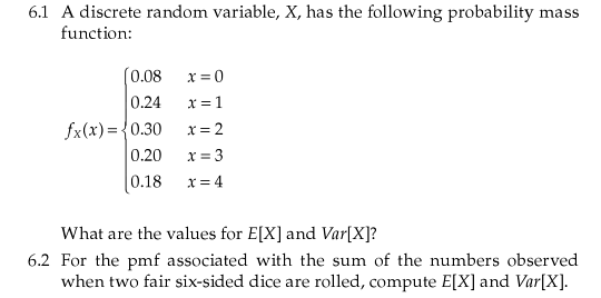 Solved A discrete random variable, X, has the following | Chegg.com