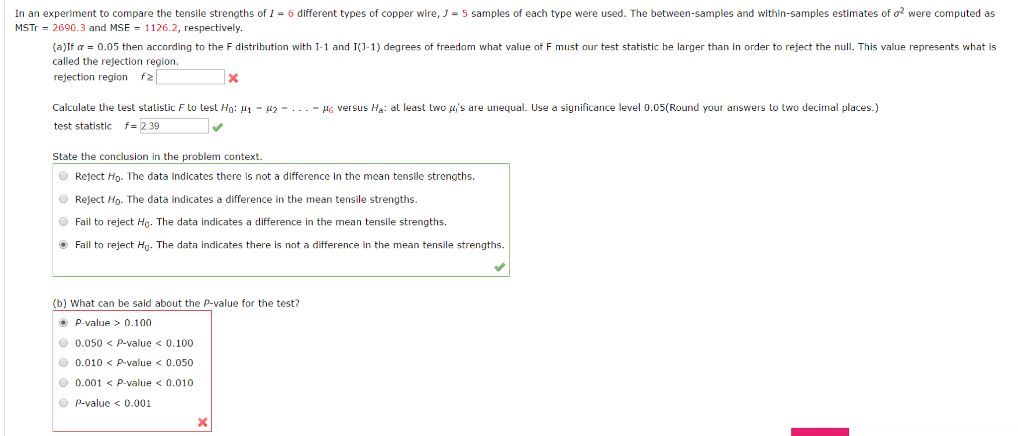 Solved In an experiment to compare the tensile strengths of | Chegg.com