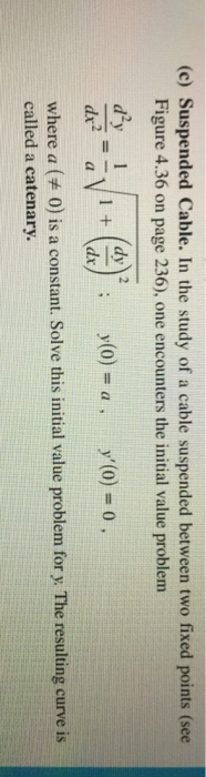 Solved (c) Suspended Cable. In the study of a cable | Chegg.com