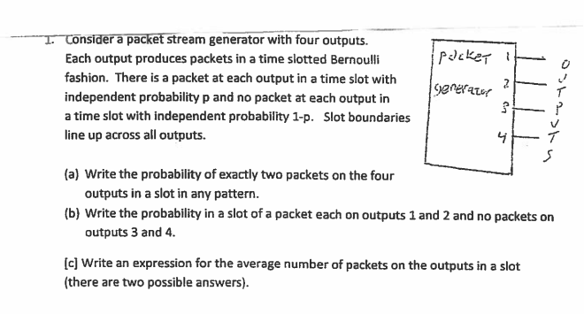 Solved L. Consider a packet stream generator with four | Chegg.com