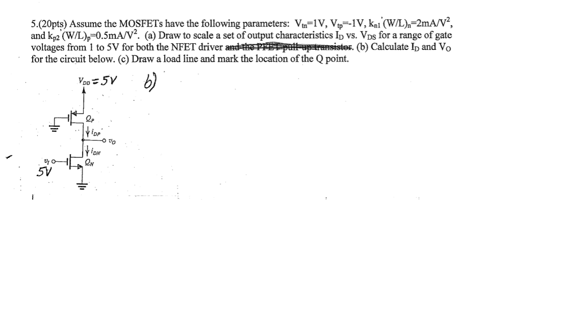 Solved Assume the MOSFETs have the following parameters: | Chegg.com