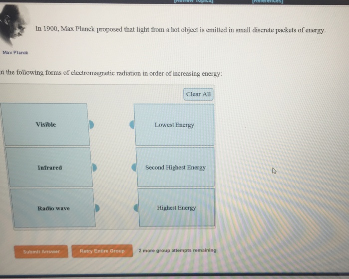 Solved In 1900, Max Planck proposed that light from a hot | Chegg.com