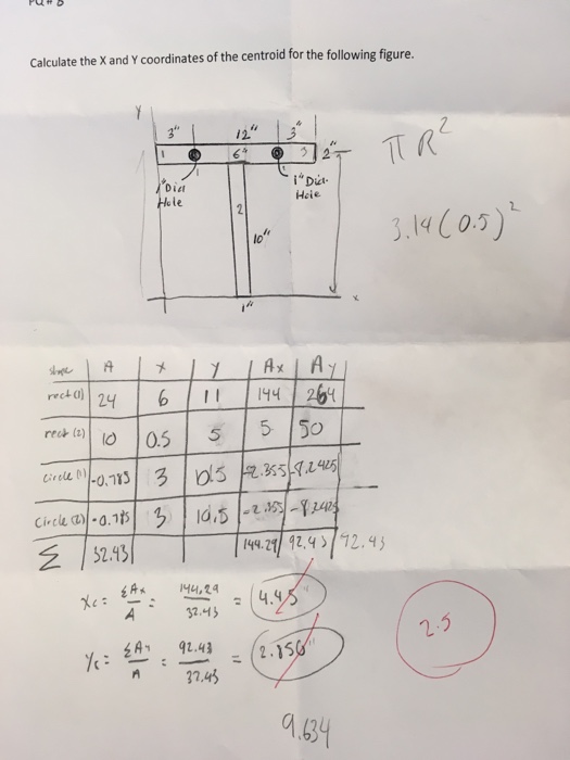 Solved Calculate the X and Y coordinated of the centroid for | Chegg.com