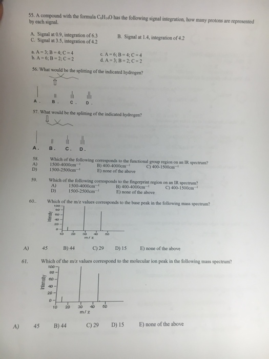 Solved A compound with the formula C_6H_14O has the | Chegg.com