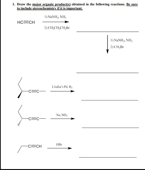 Solved 1. Draw the major organic product(s) obtained in the | Chegg.com