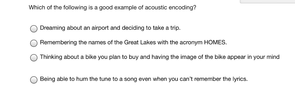 Solved Which of the following is a good example of acoustic | Chegg.com