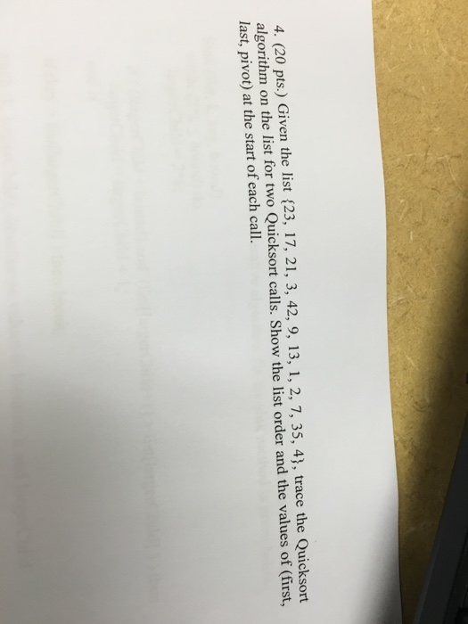 Solved Given the list {23, 17, 21, 3, 42, 9, 13, 1, 2, 7, | Chegg.com