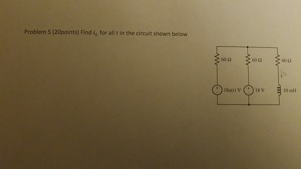 Solved Problem 5 (20points) Find i, for all t in the circuit | Chegg.com