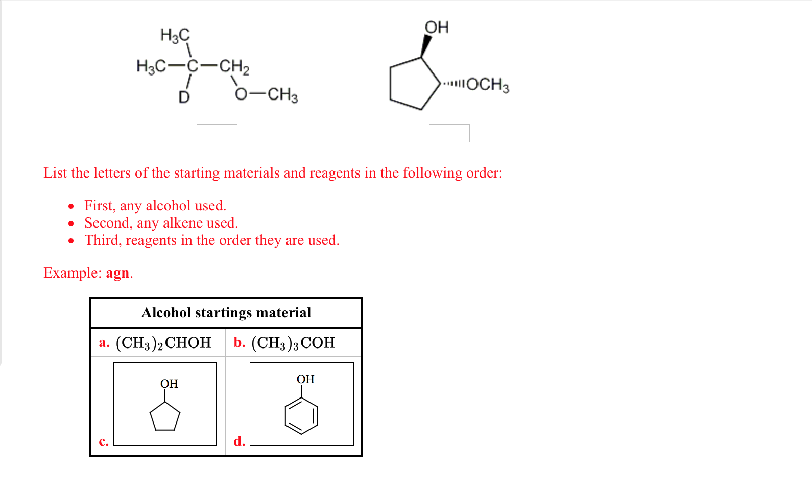 Solved From the lists of available starting materials and | Chegg.com Solved From the lists of available starting materials and | Chegg.com