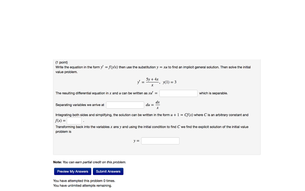 Solved Write The Equation In The Form Y F Y X Then Use