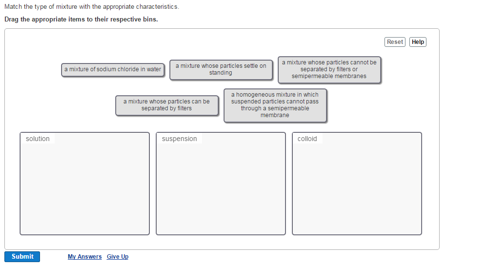 Solved Match the type of mixture with the appropriate | Chegg.com