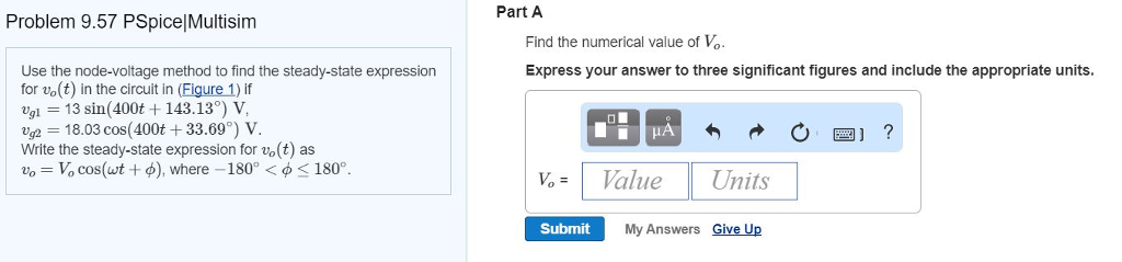 Solved Problem 9.57 PSpice|Multisim Part A Find the | Chegg.com