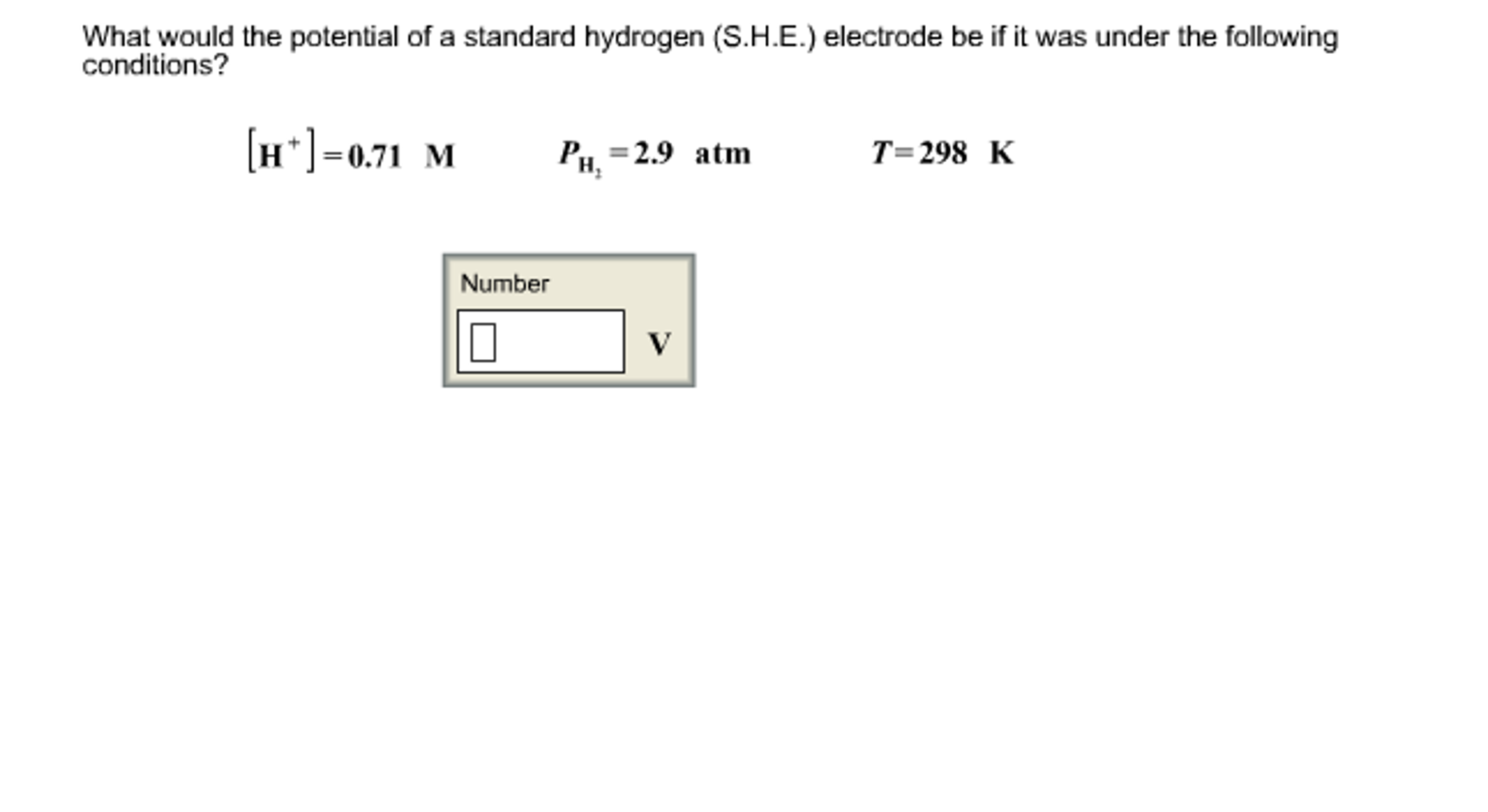 Solved What would the potential of a standard hydrogen | Chegg.com