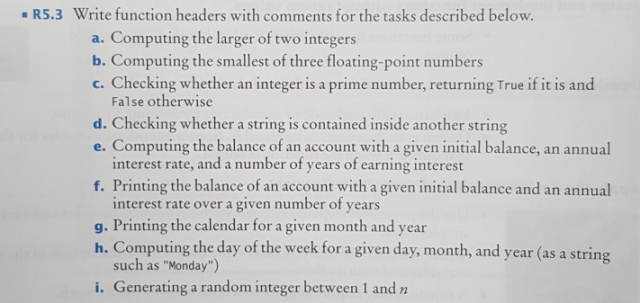 Solved Write Function Headers With Comments For The Tasks 