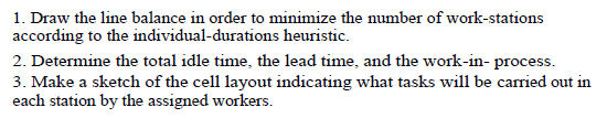 Solved A product will be manufactured in a U-shaped cell. | Chegg.com