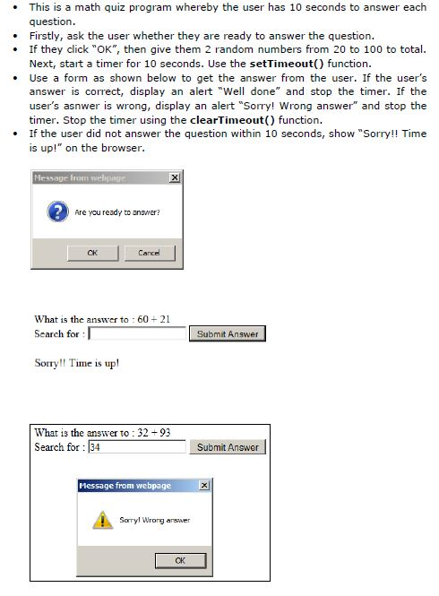 Solved This is a math quiz program whereby the user has 10 | Chegg.com