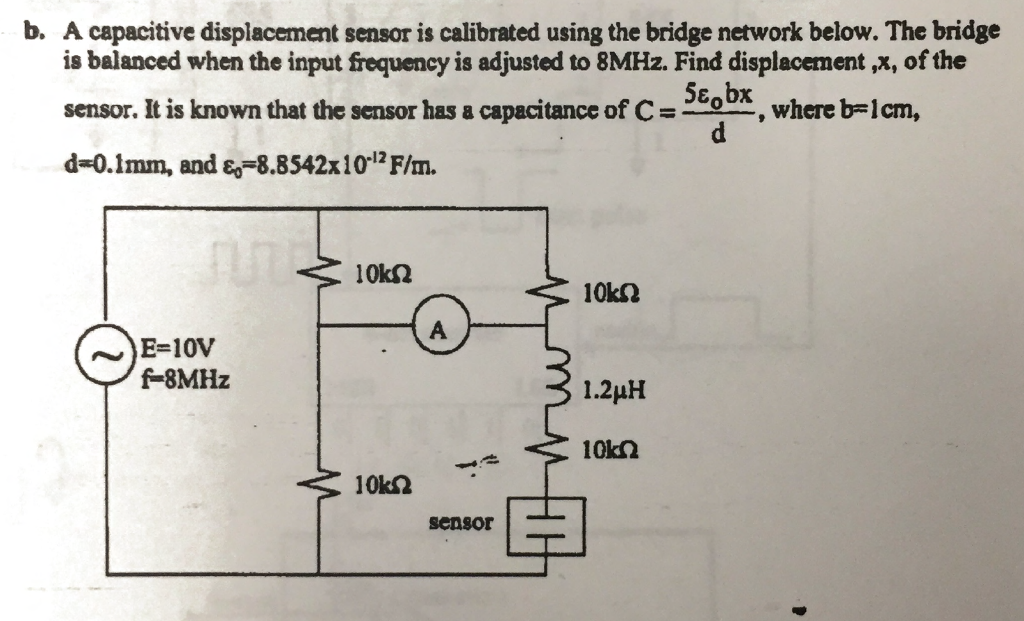 Solved A capacitive displacement sensor is calibrated using | Chegg.com