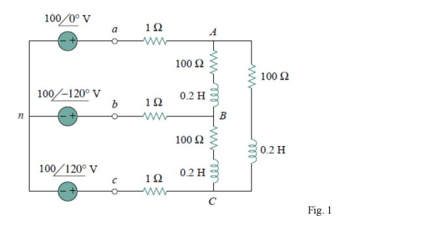 Solved For the balanced Y- circuit in Fig. 1, use PSpice to | Chegg.com