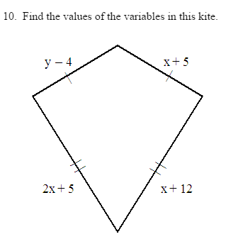 Solved Find the values of the variables in this kite. | Chegg.com