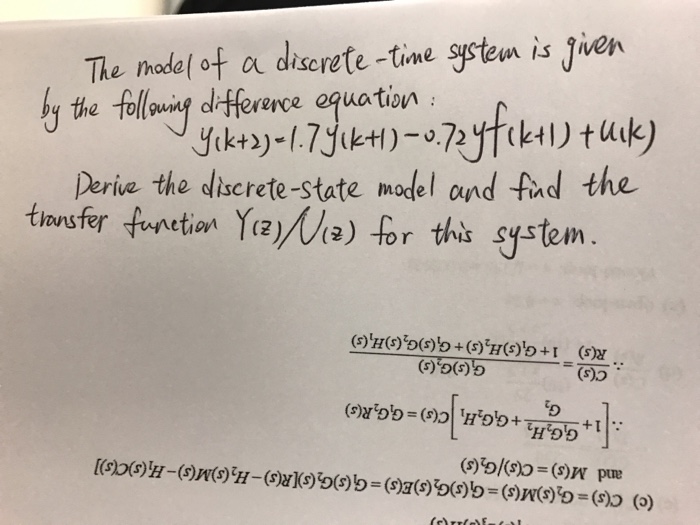 Solved The model of a discrete - time system is given by the | Chegg.com