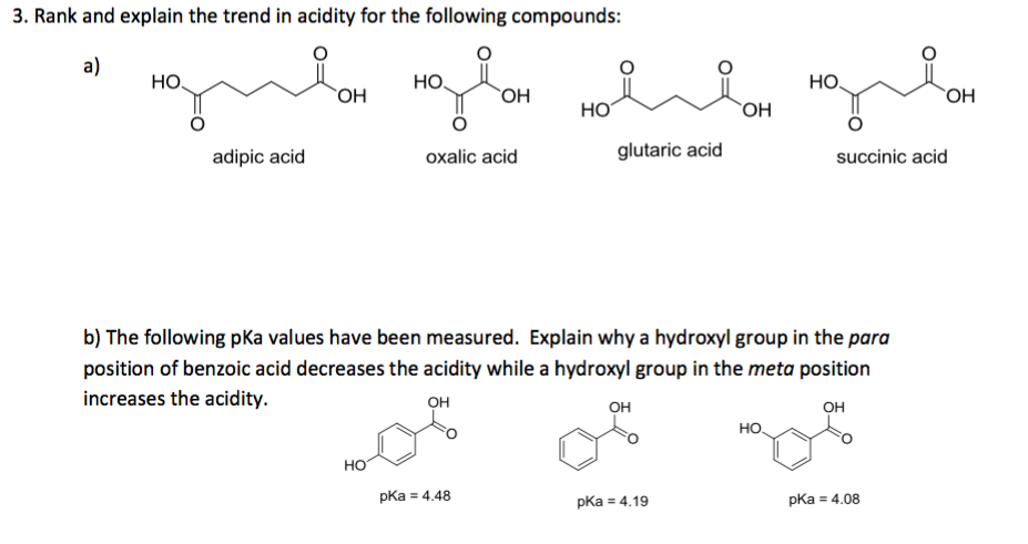 Solved Rank and explain the trend in acidity for the | Chegg.com