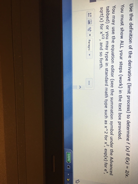 Solved Use the definition of the derivative (limit process) | Chegg.com