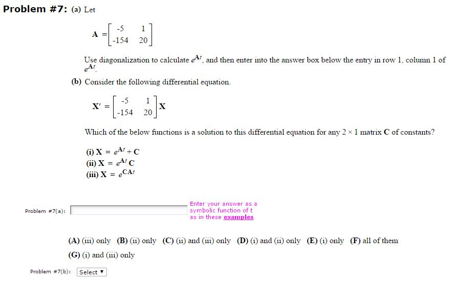 Solved Let A = [-5 -154 1 20] Use diagonalization to | Chegg.com