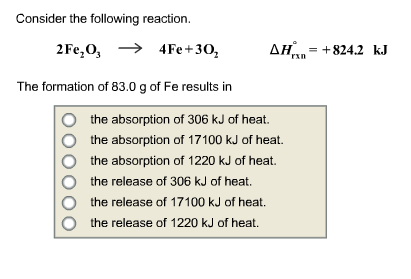 Solved Consider the following reaction. 2Fe203 rightarrow | Chegg.com