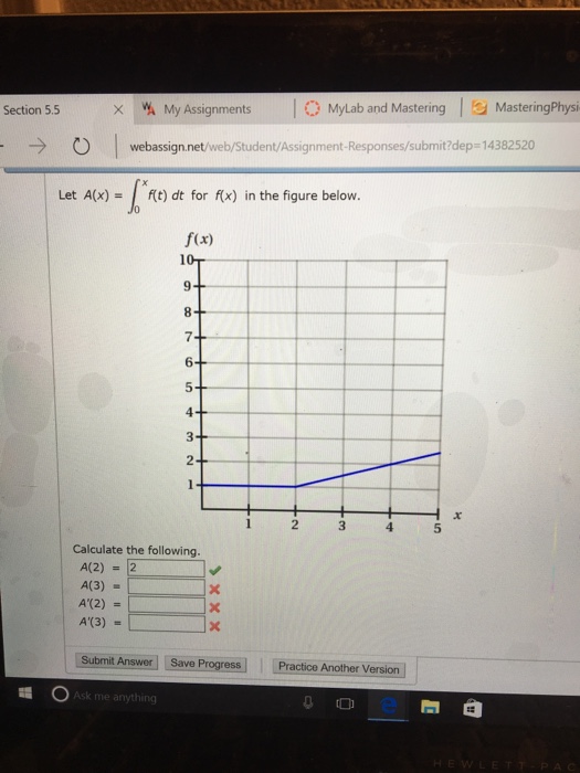 Solved Let A(x) = integral_0^x f(t) dt for f(x) in the | Chegg.com