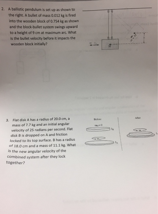 Solved A ballistic pendulum is set up as shown to the right. | Chegg.com