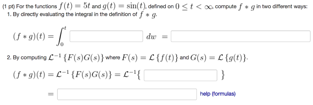 Solved For the functions f(t) = 5t and g(t) = sin(t), | Chegg.com
