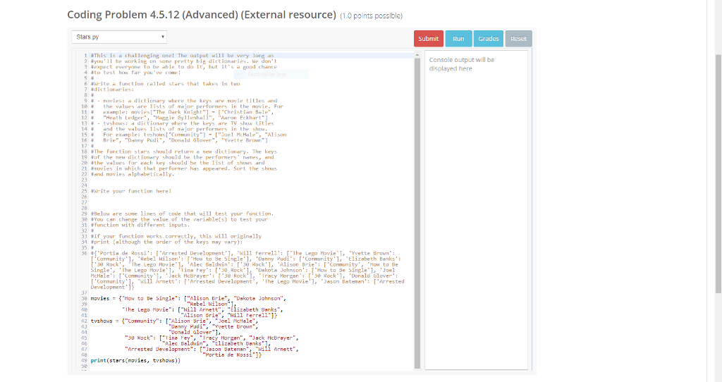 Solved , - Coding Problem 4.5.12 (Advanced) (External | Chegg.com