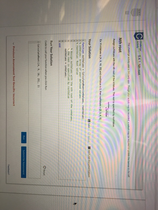 Assign outValues with the nth root of the inValues. | Chegg.com