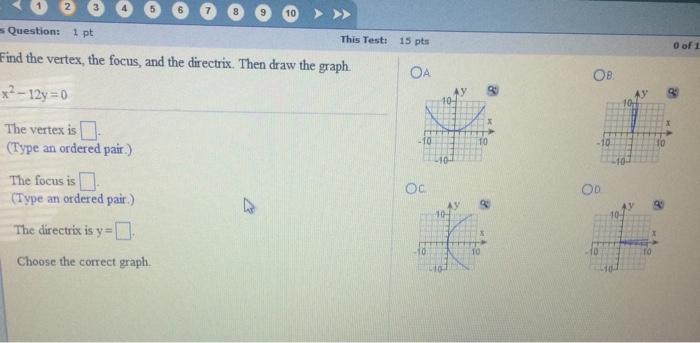 Solved Find the vertex, the focus, and the directrix. Then | Chegg.com