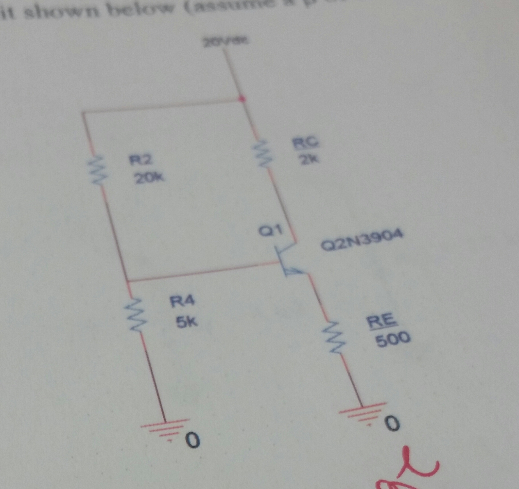 Solved Vdc= 20V. Find Vb,Ve,Vc,Vce, and Vbe for the circuit | Chegg.com