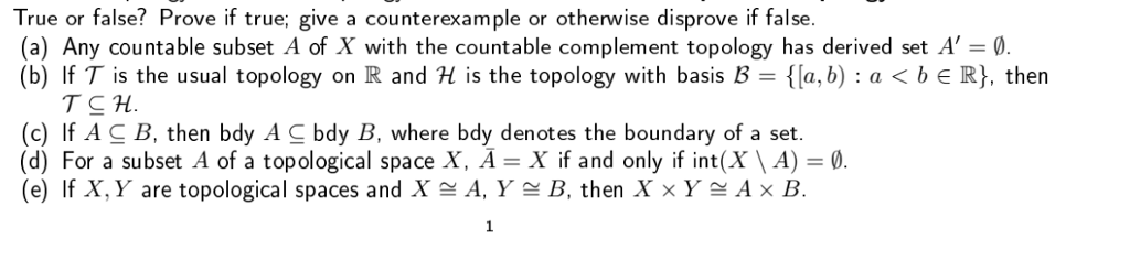 Solved True or false? Prove if true; give a counterexample | Chegg.com