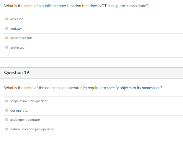 Solved What is the name of a public member function that | Chegg.com
