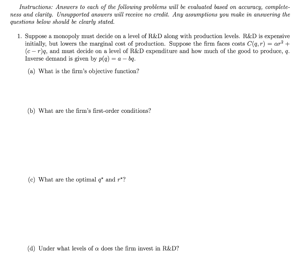 Solved Instructions: Answers to each of the following | Chegg.com