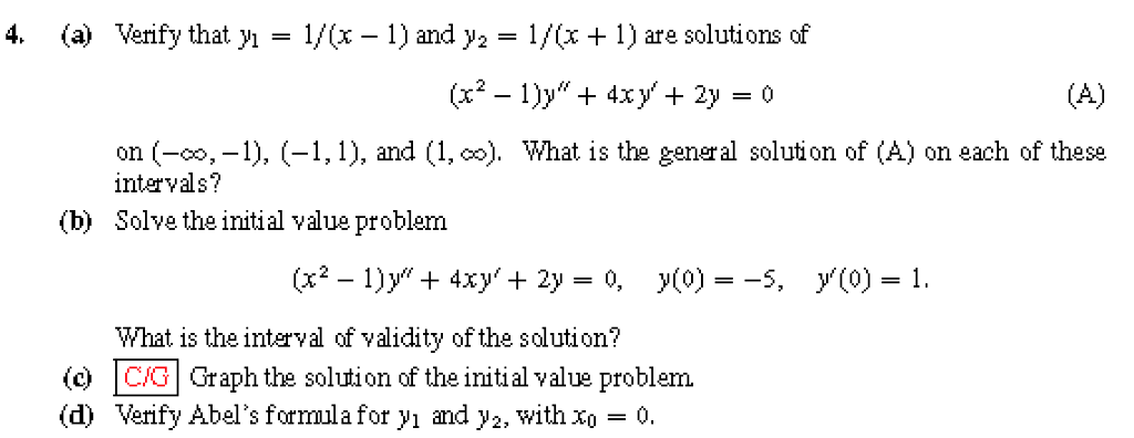 Solved 4. (a) Verify that yi -/x1) and y2- 1 1/(x + 1) are | Chegg.com