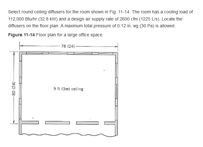Solved Select round ceiling diffusers for the room shown in | Chegg.com